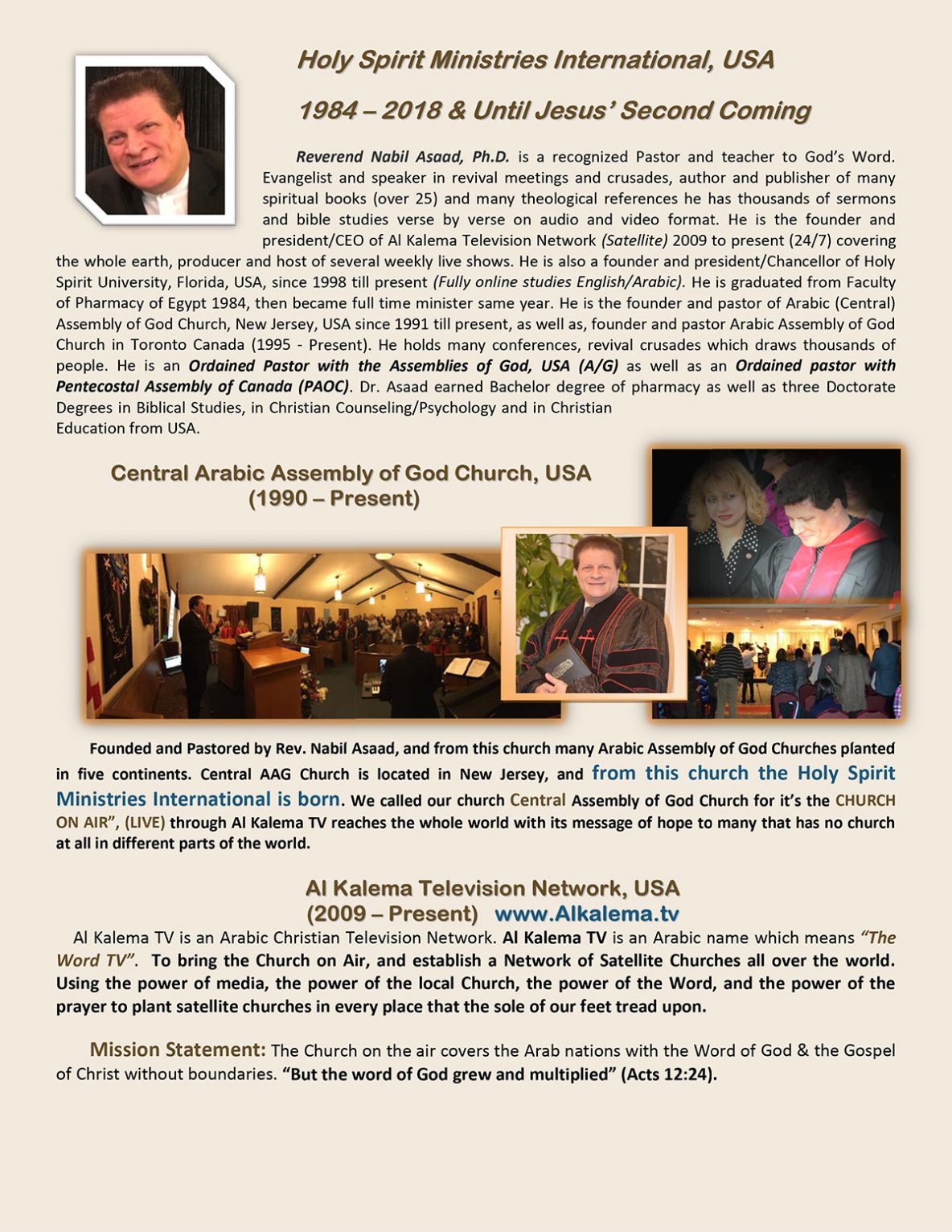 2018 Holy Spirit Ministry Portfolio | Alkalema Arabic